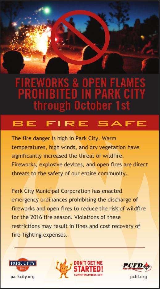 Open fire ban through October 1, 2016 | Park City Fire District